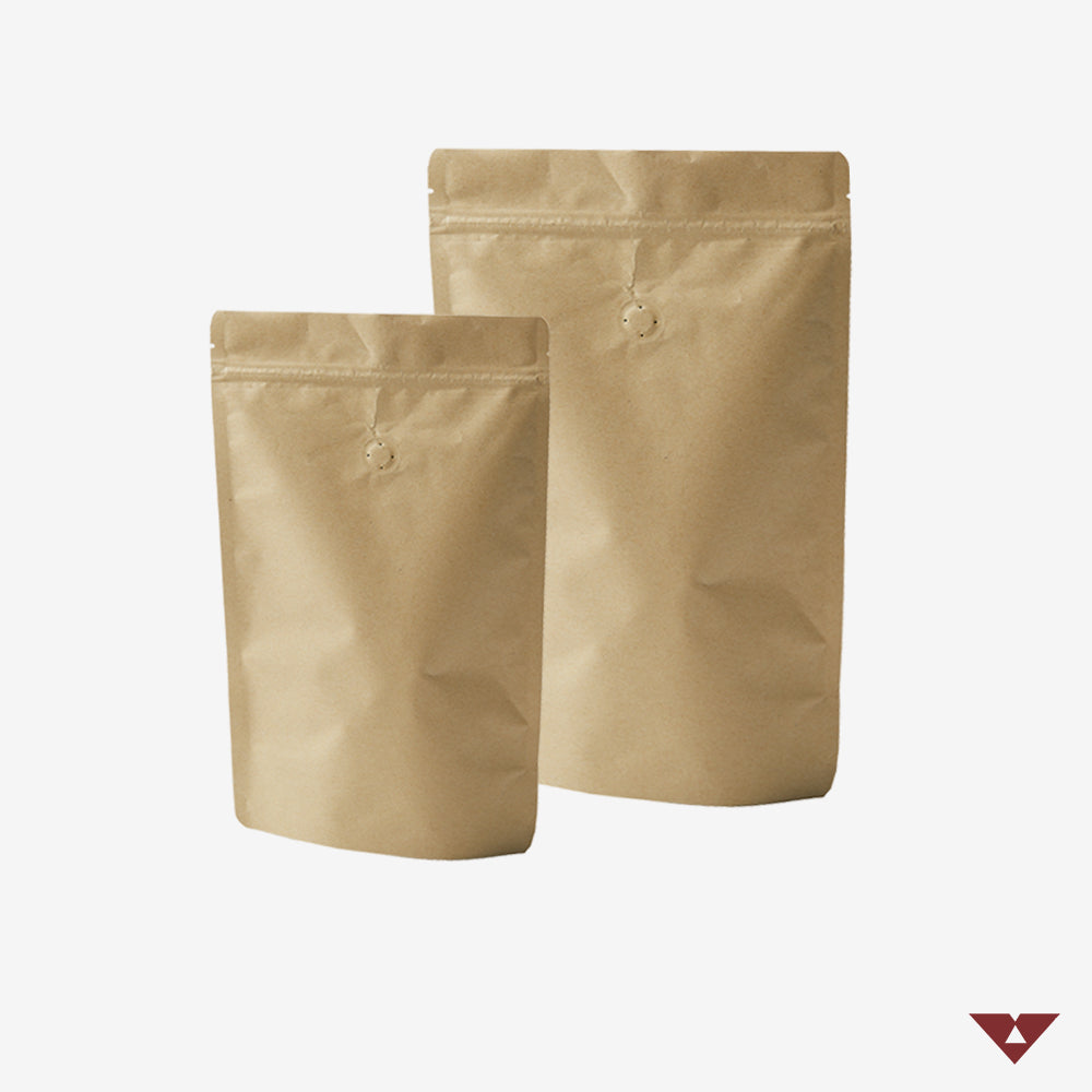 Kraft Stand Up Pouches With Reseal Zip And Valve 500 G Vektropack