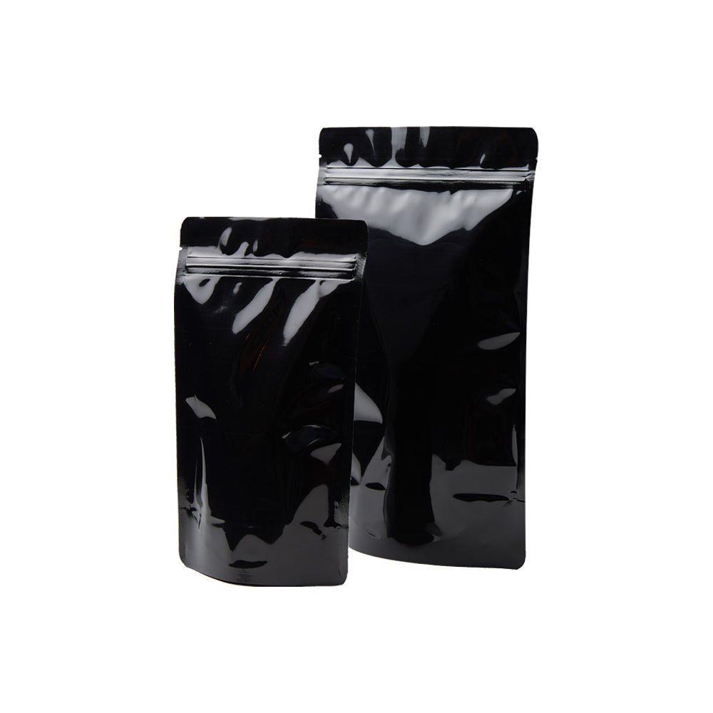 Gloss Black Stand Up Pouches with Reseal Zip - 500G – Vektropack